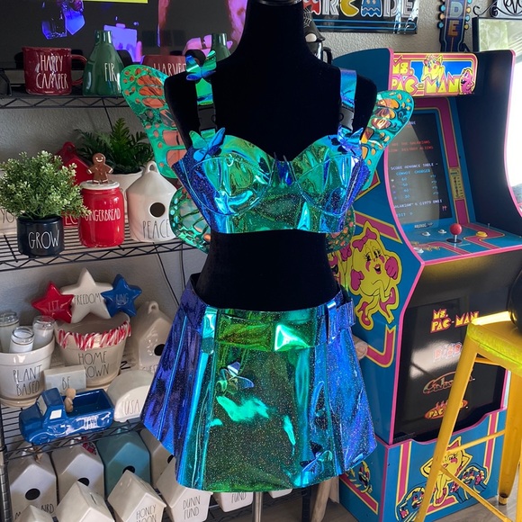 Dolls Kill Skirts Trickz And Treatz Dolls Kill Iridescent Butterfly Costume New Xl Rave
